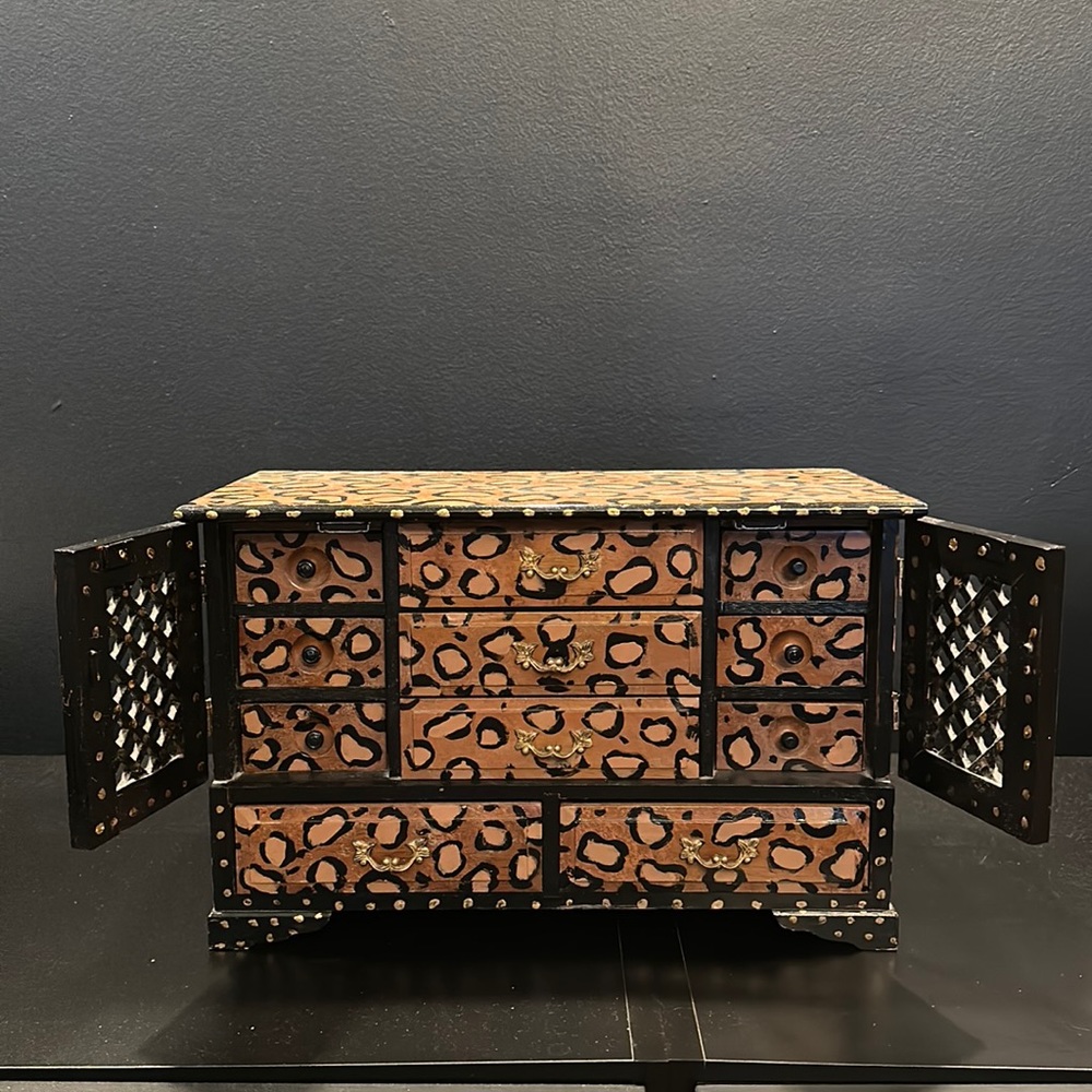 Solid Wood Hand Painted Jewelry Box - Gem